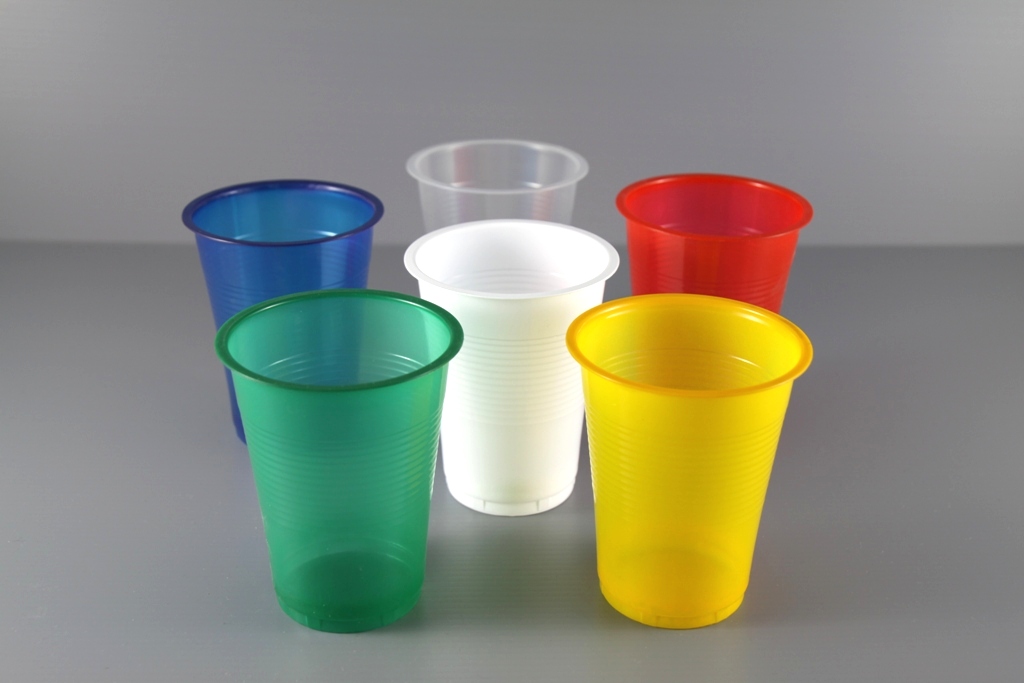 Coloured plastic cups disposable store